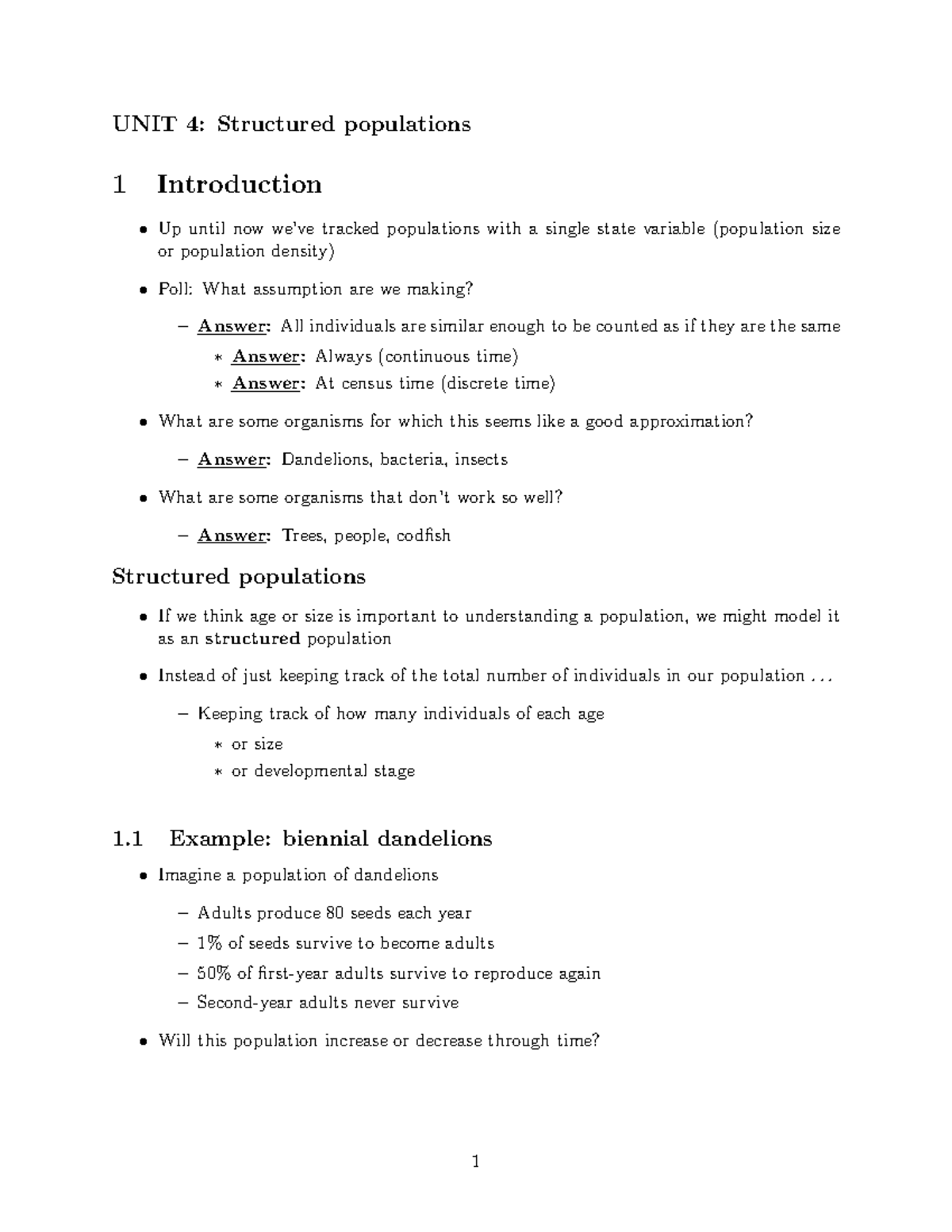 Unit 4-6 - Notes of Unit 4 to 6 - UNIT 4: Structured populations 1 ...