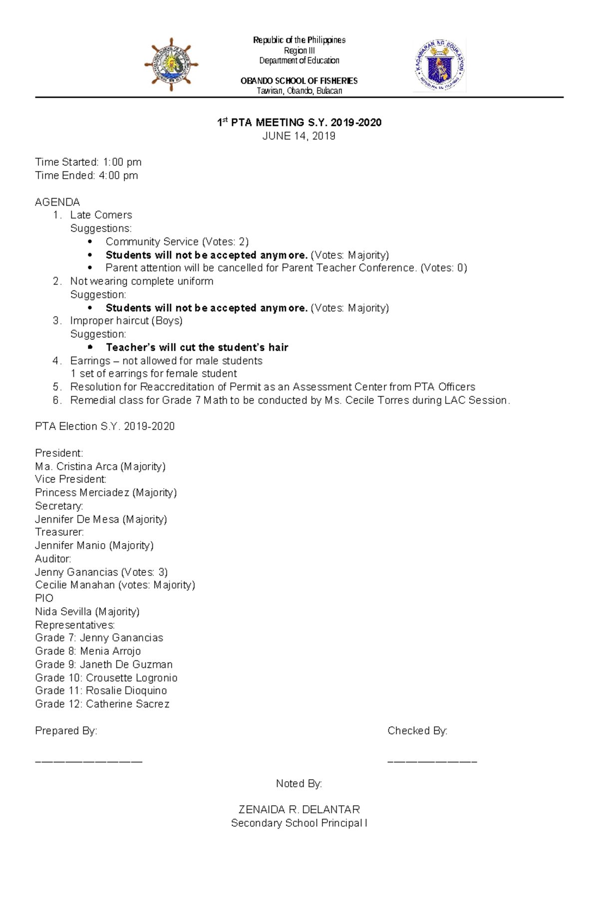1st PTA Meeting 2019-2020 june 14, 2019 - Republic of the Philippines ...
