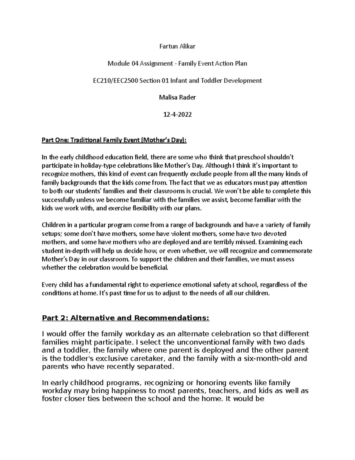 Falikar Module 04 Assignment - Family Event Action Plan 12-4-2022 ...
