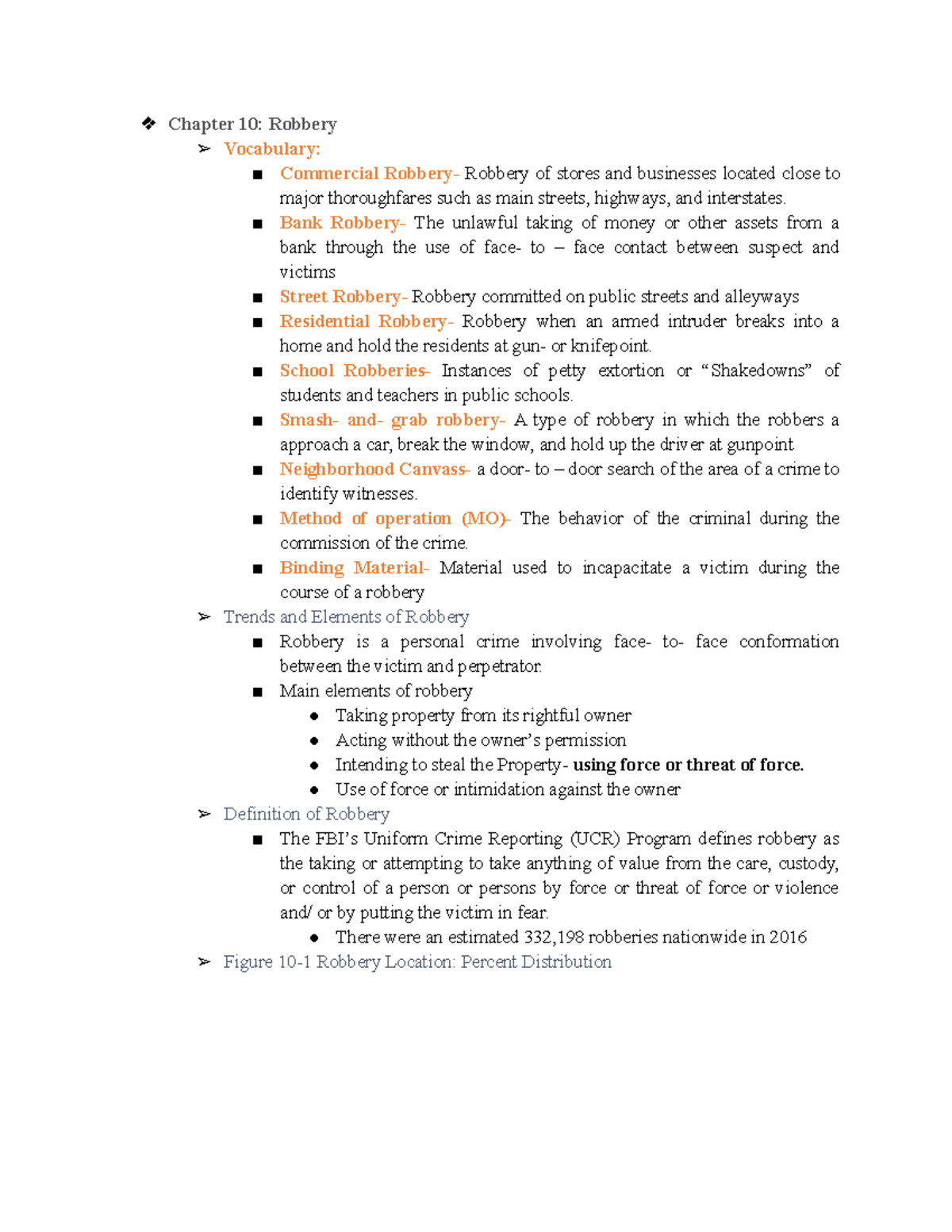 Criminal Investigation Chapter 10 - Chapter 10: Robbery Vocabulary ...