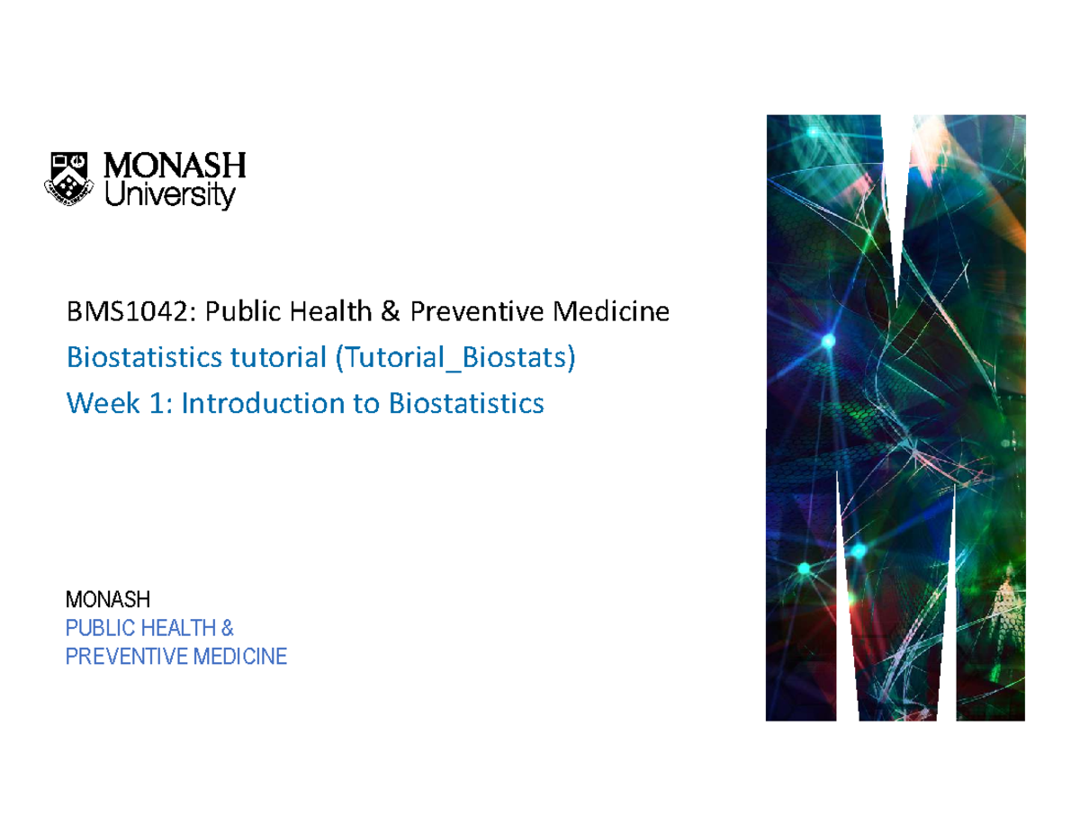 Biostats tutorial - Week 1 (2023) - with answers - BMS1042: Public Health & Preventive Medicine ...