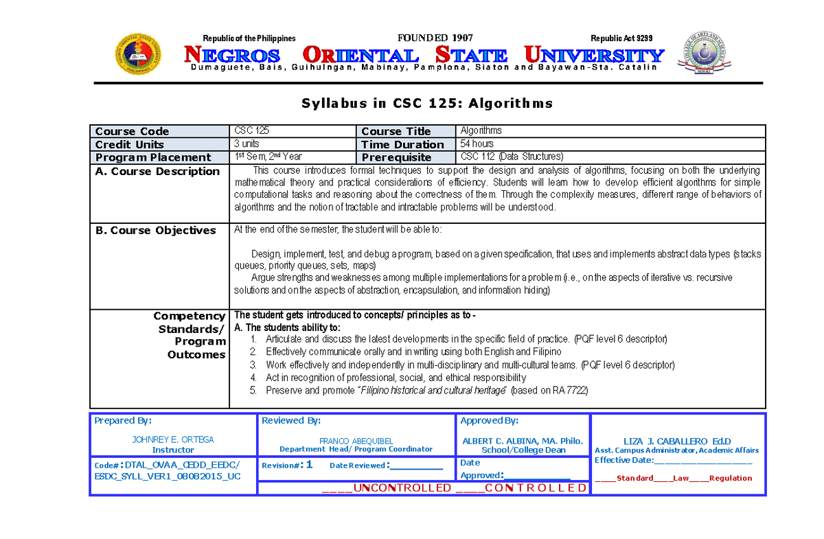 Syllabus - D u m a g u e t e , B a i s , G u i h u l n g a n , M a b i ...