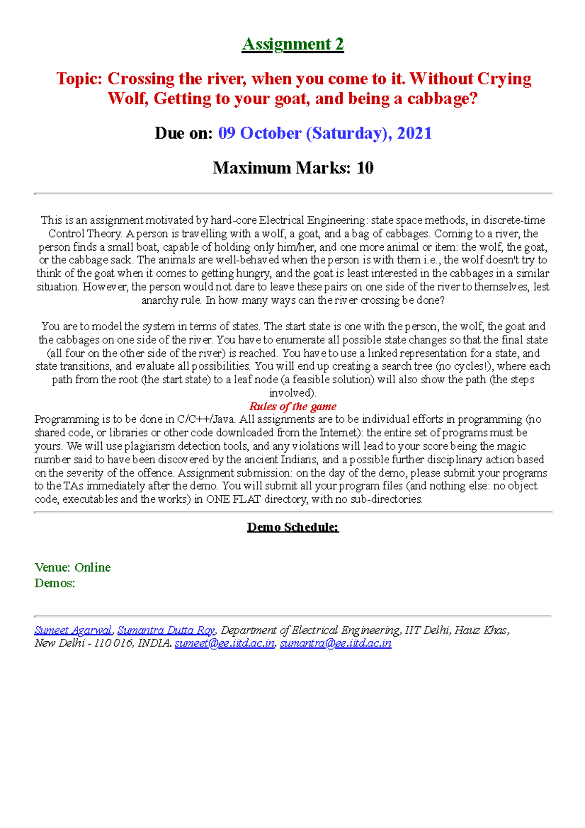 Assignment 2 - Software Fundamentals for Computer Technology - Assignment 2 Topic: Crossing the ...