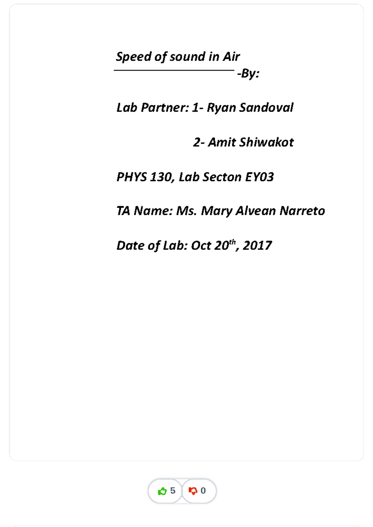 Phys-lab-4-lab-4 compress - Speed of sound in Air -By: Lab Partner: 1 ...