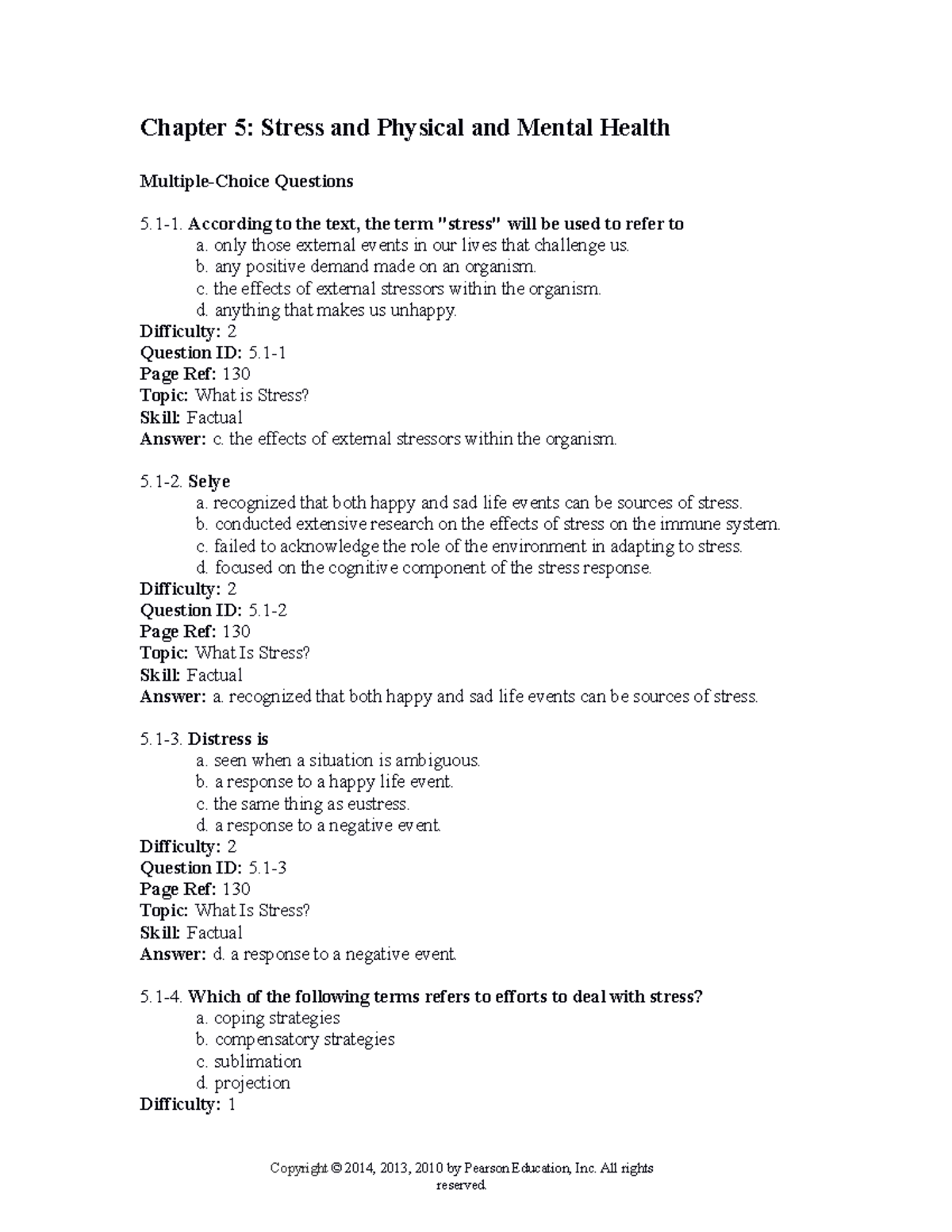 Tifbutc 05 - Practice Quiz - Chapter 5: Stress and Physical and Mental ...