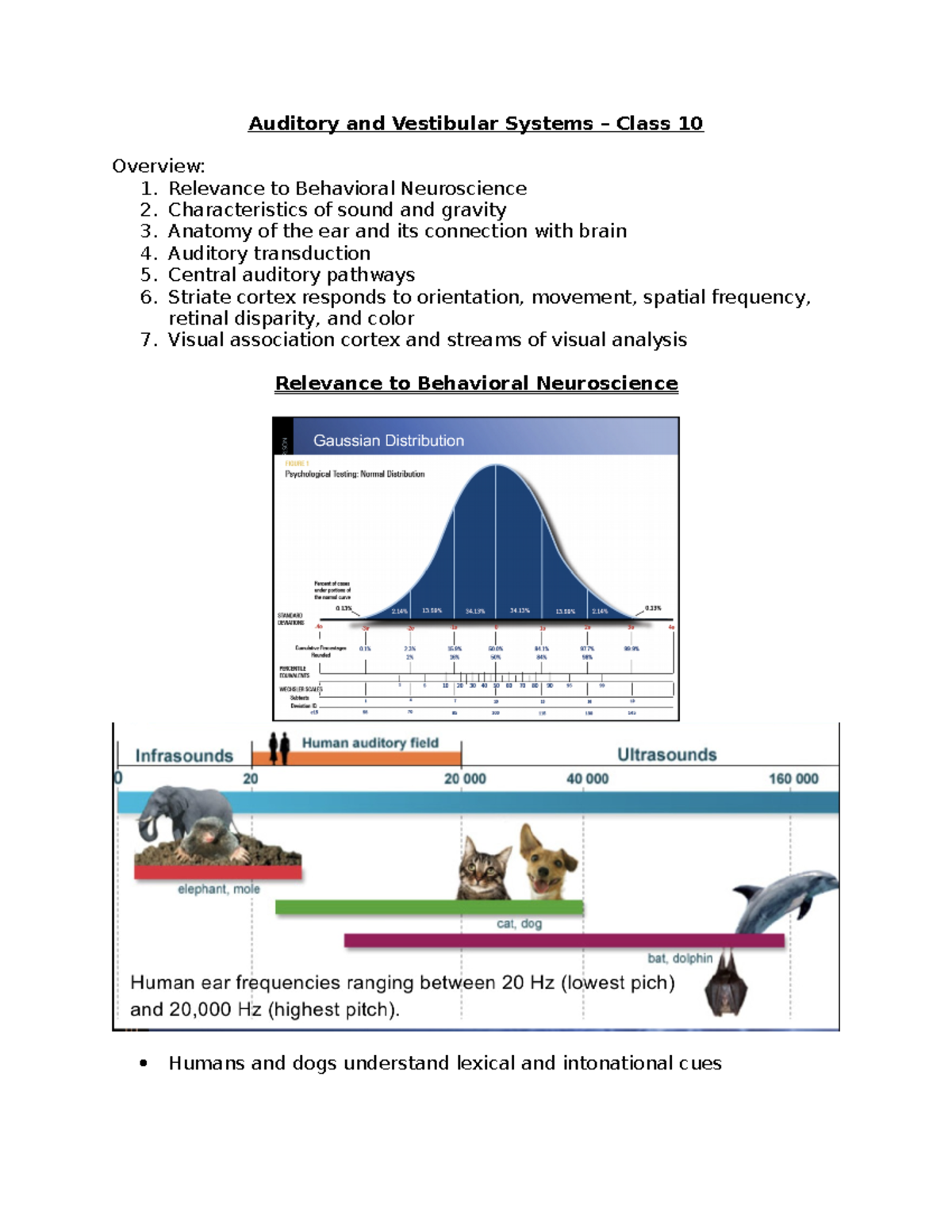 Auditory and Vestibular Systems - Test 1 - Auditory and Vestibular ...