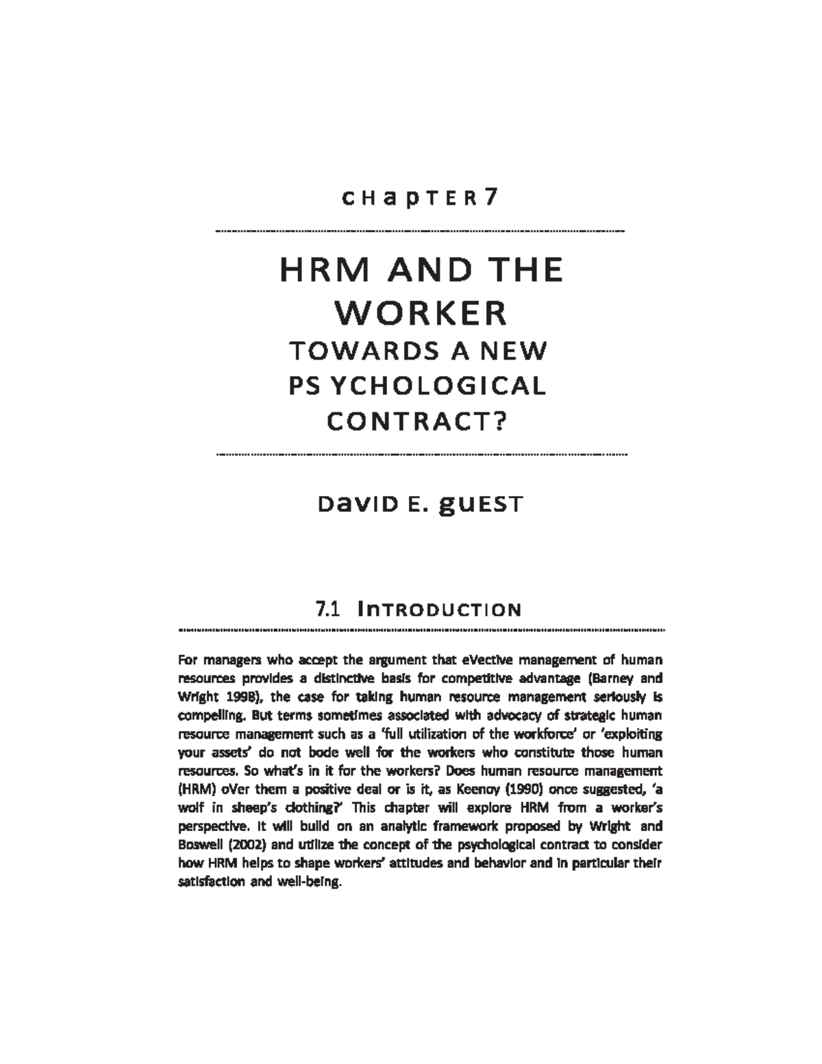 HRM and the Worker Towards a New Psychological Contract - Human ...