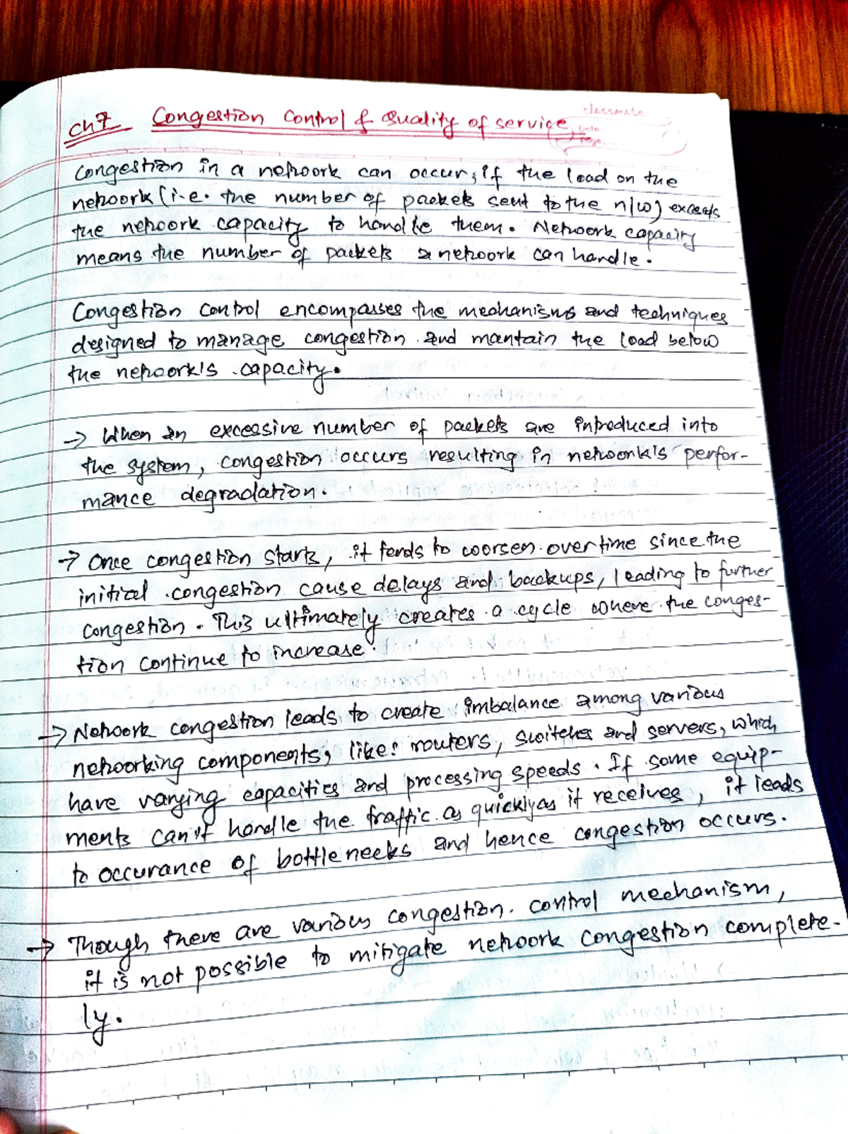 Cnet chapter 7 - Computer Network Notes - classmate cn7 Congestion ...