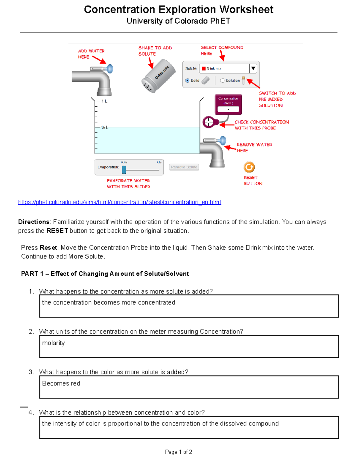 Copy of Concentration Exploration Worksheet - Concentration Exploration ...