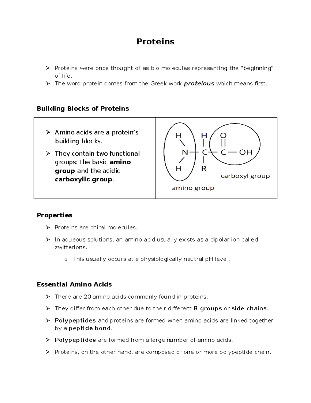 Physical Science - From grade 11 - Proteins Proteins were once thought ...