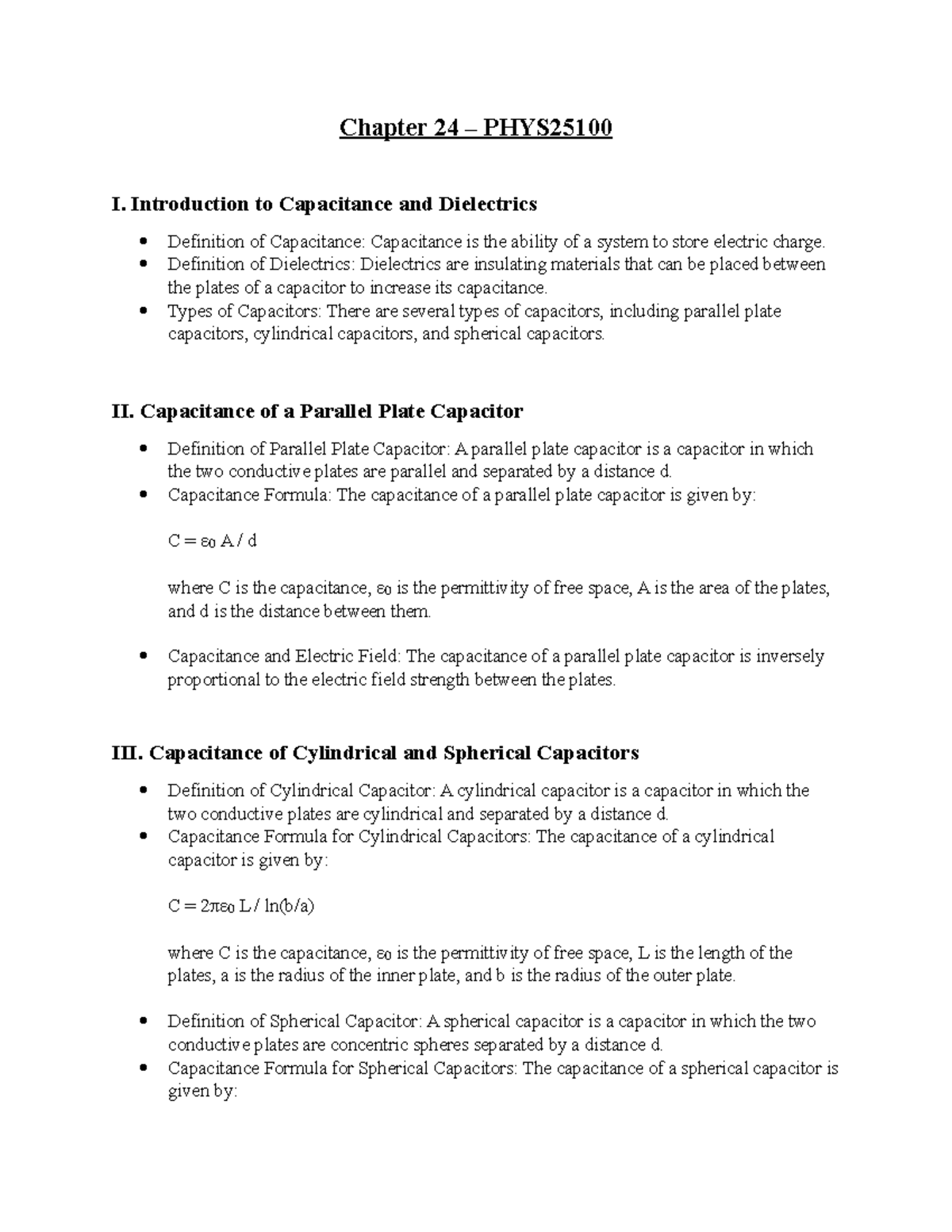 Chapter 24 Phys25100 Detailed Summarized Lecture Notes Professor James Tucci Chapter 