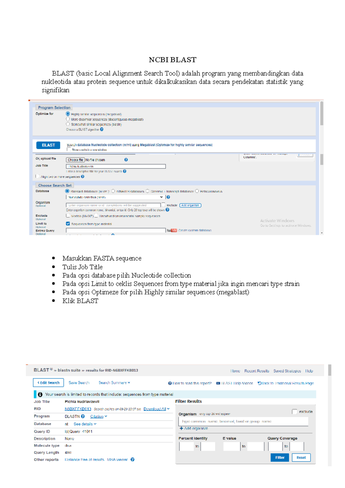 Biosis Mikro - NCBI Blast - NCBI BLAST BLAST (basic Local Alignment ...