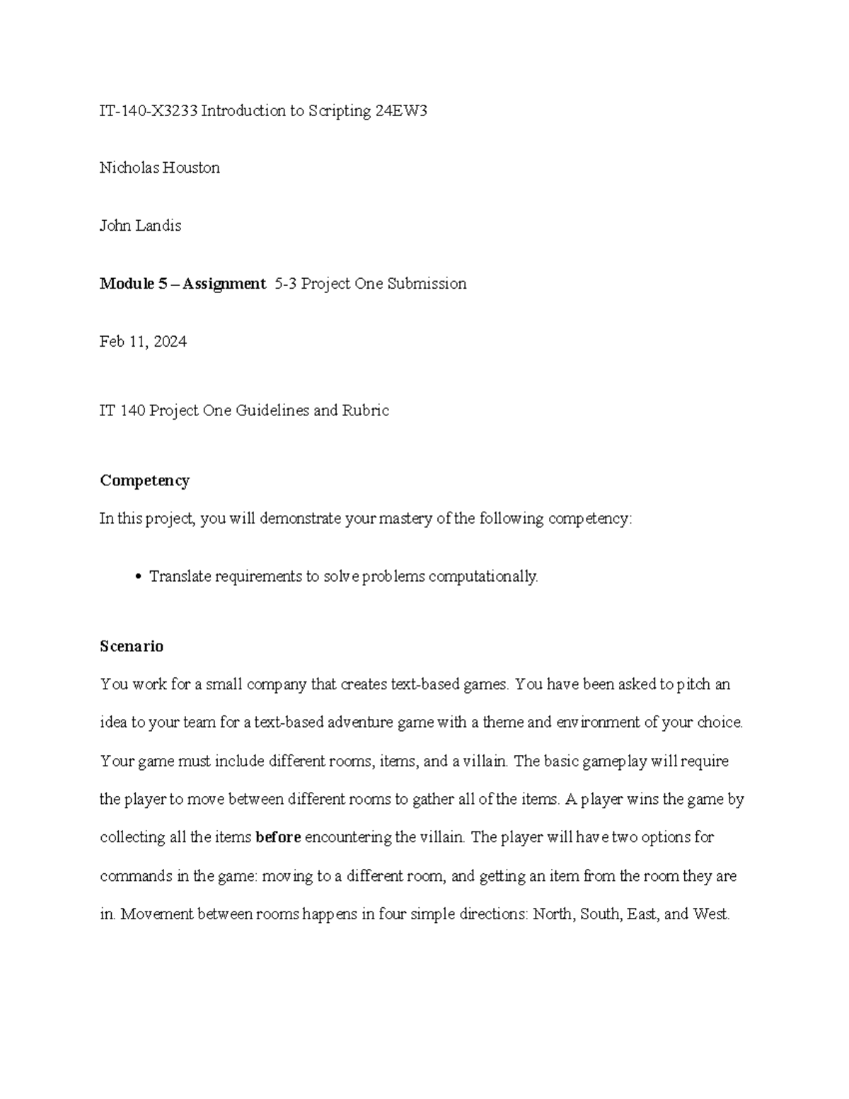 IT-140 Module 5 - Project One - John Landis - IT-140-X3233 Introduction ...