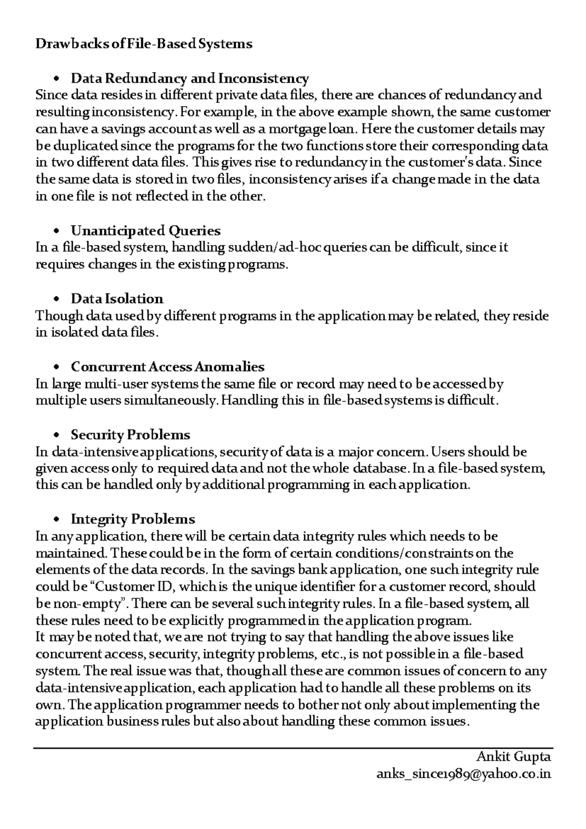 Drawbacks of file based systems - Drawbacks of File-Based Systems Data ...