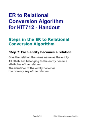ER Diagram handout - KIT712 Data Management Technology - K7I - UTAS ...