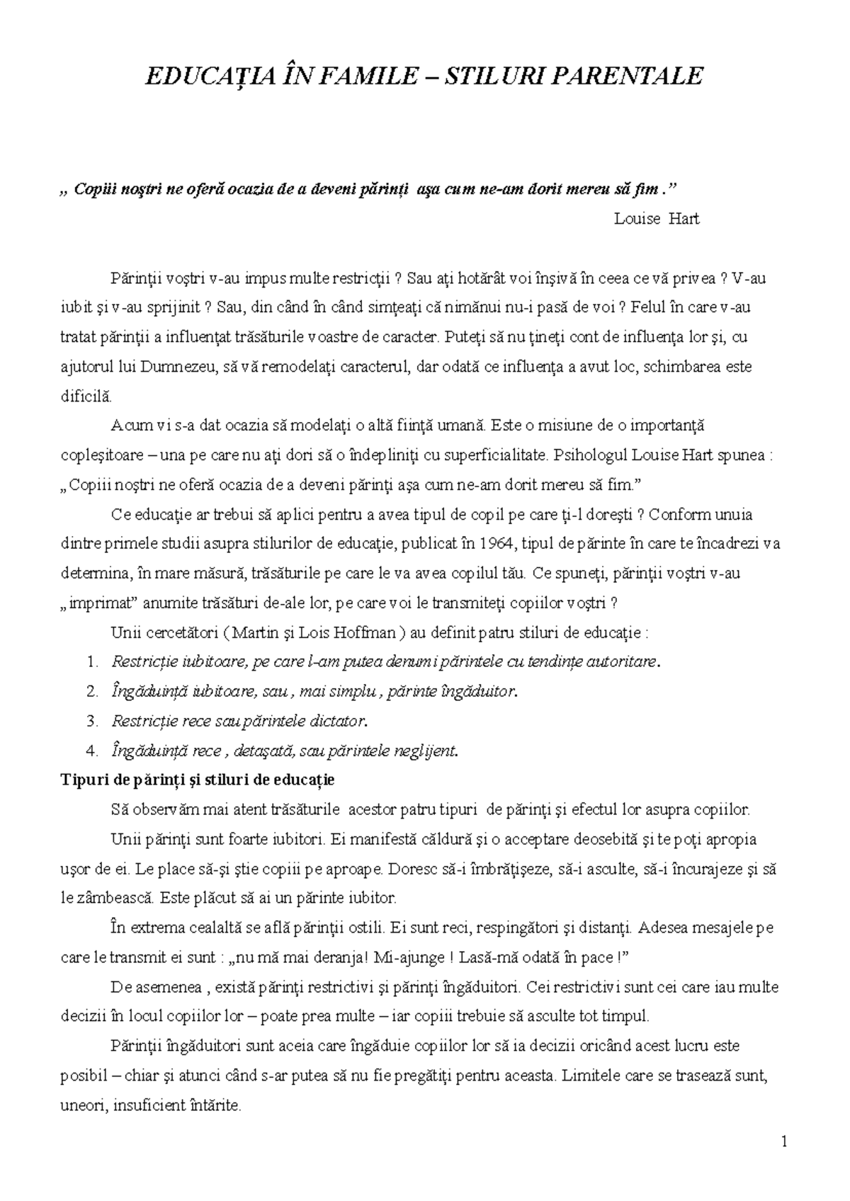 Stiluriparentale - Stiluri parentale in educatia prescolara - EDUCA ȚIA ...