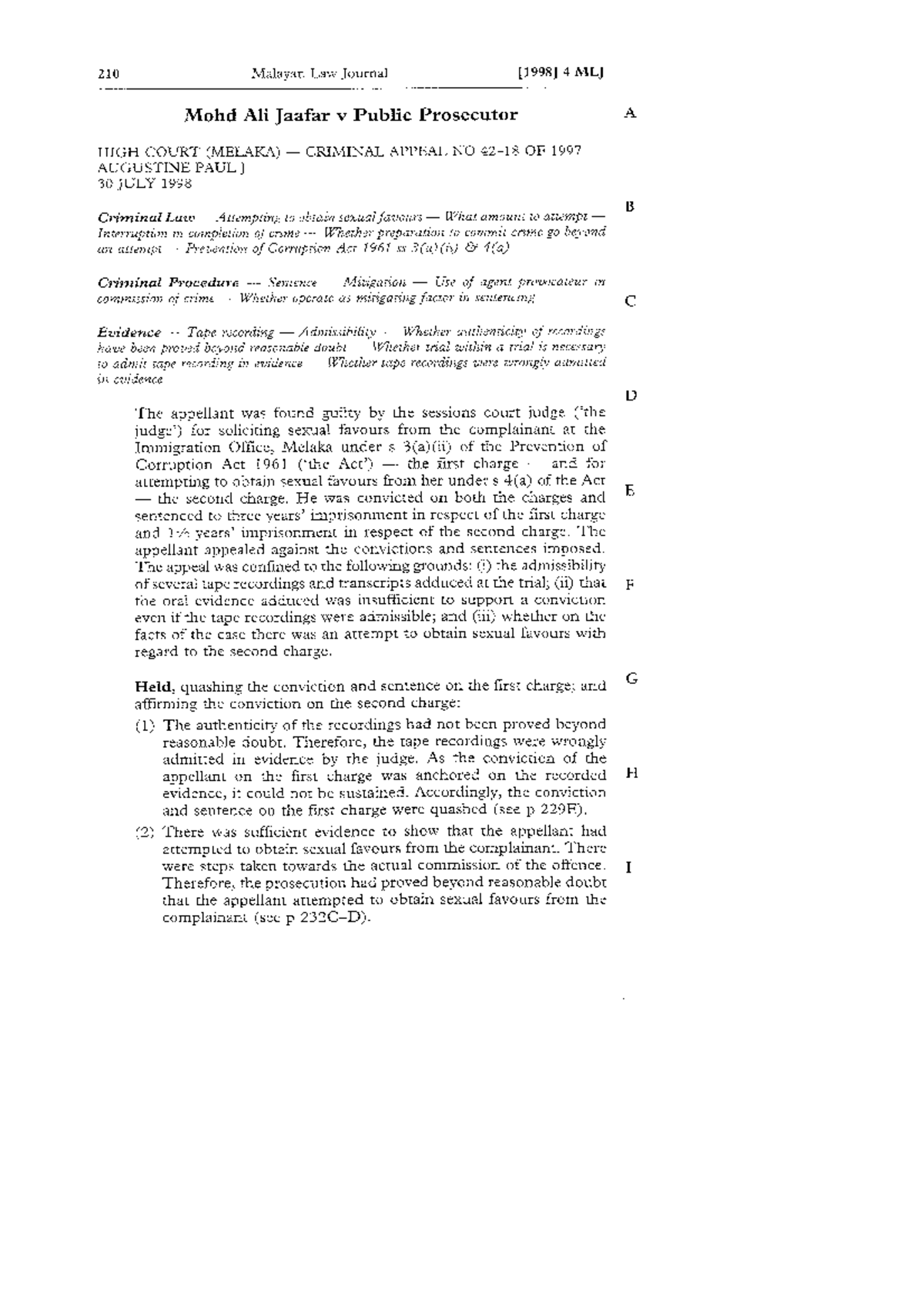 MOHD ALI Jaafar v Public Prosecutor - Contract Law - Studocu