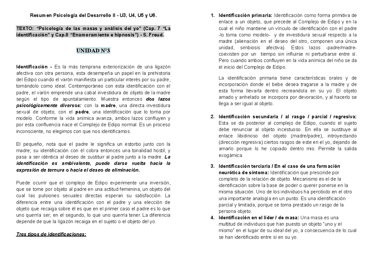 Resumen Psicología del Desarrollo II - U3, U4, U5 y U6.pdf - Versión final - Resumen Psicología ...