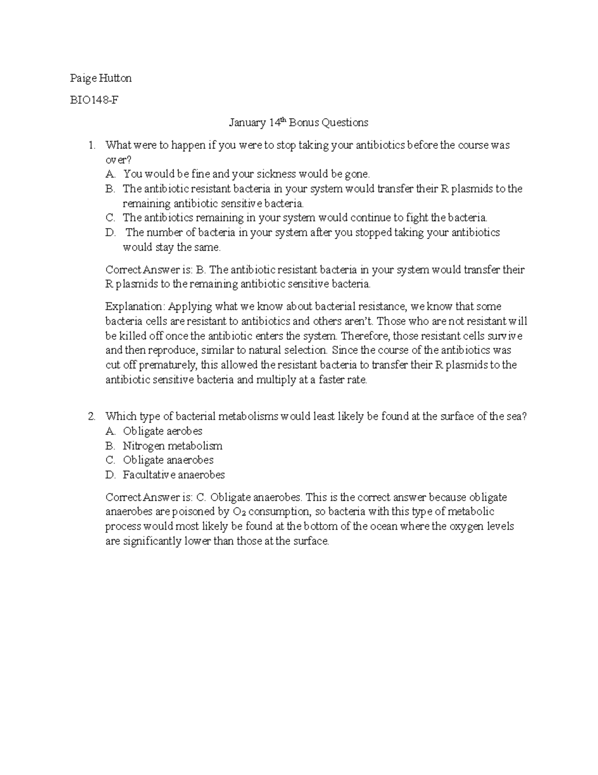 BIO148 Second Bonus Points - Paige Hutton BIO148-F January 14th Bonus ...