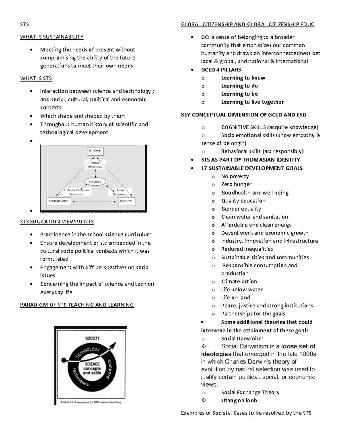 STS Summary PPT DUSTAINABLE DEVELOPMENT GOALS - STS WHAT IS ...
