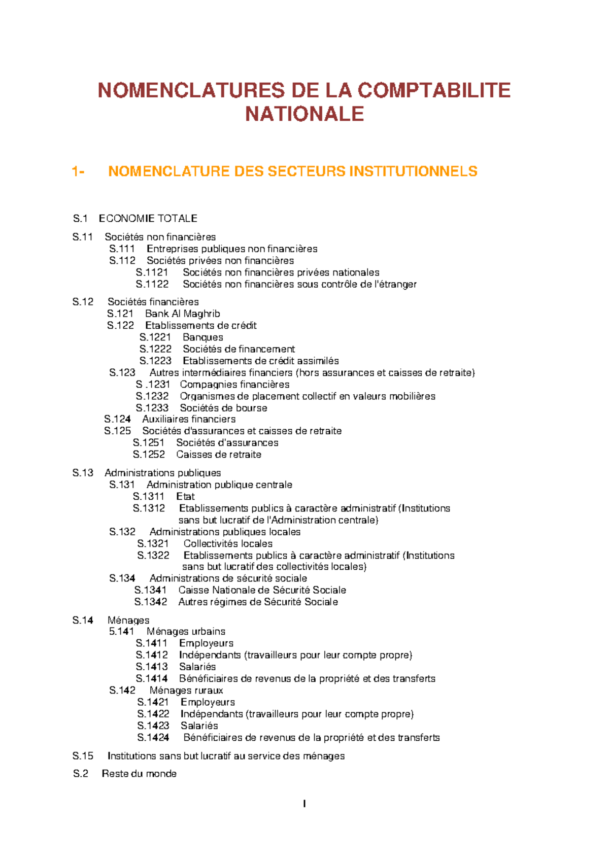 Nomenclatures - Good - NOMENCLATURES DE LA COMPTABILITE NATIONALE 1 ...