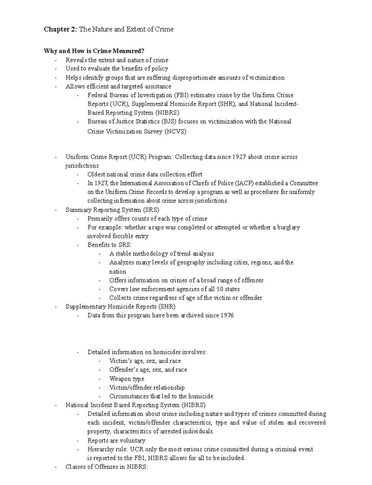 The Nature and Extent of crime - Summary Reporting System (SRS ...