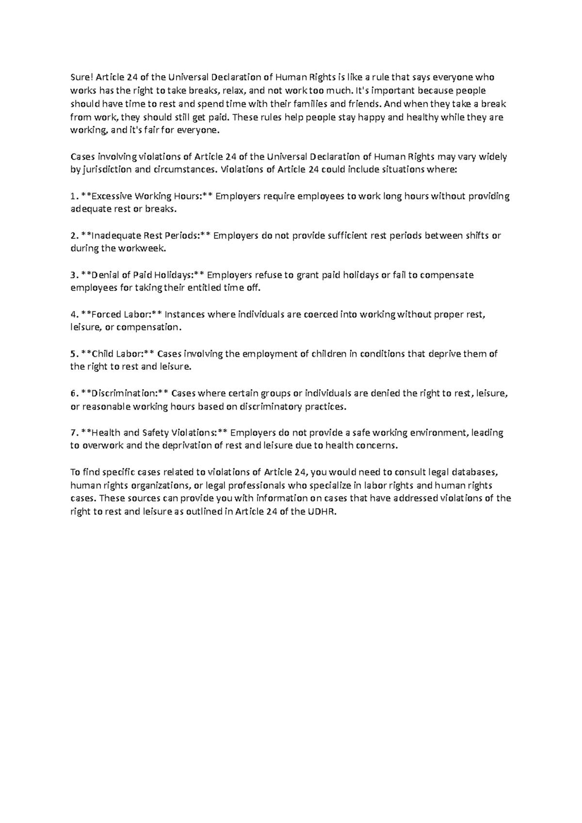 Mirahm - .... - Sure! Article 24 of the Universal Declaration of Human ...