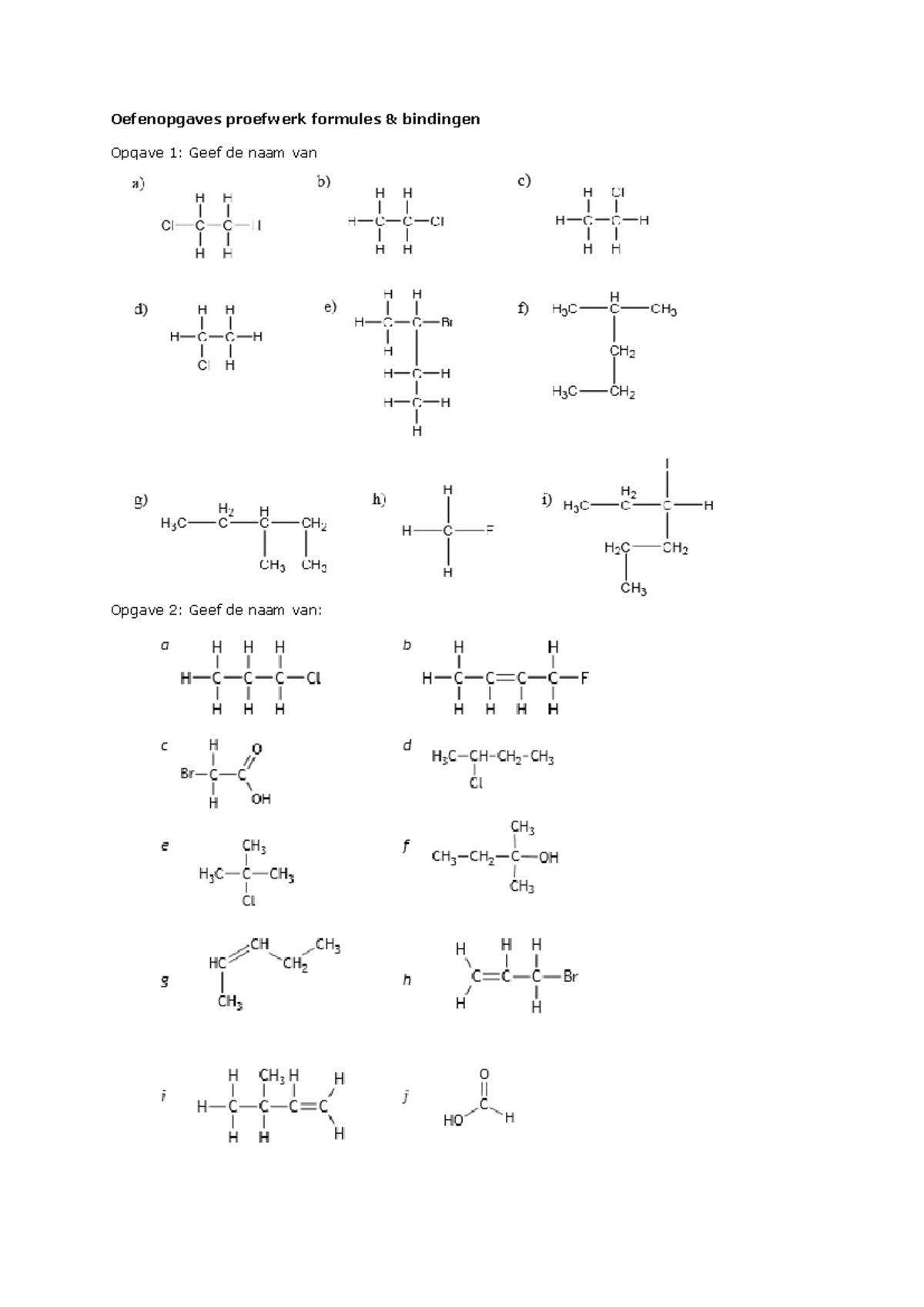 Oefen voor pw formules - scheikunde - Scheikunde - Oefenopgaves ...