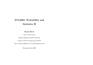 Summary of STAT2006 - A brief summary of STAT 2006 Moment Generating function Definition Mx t ...
