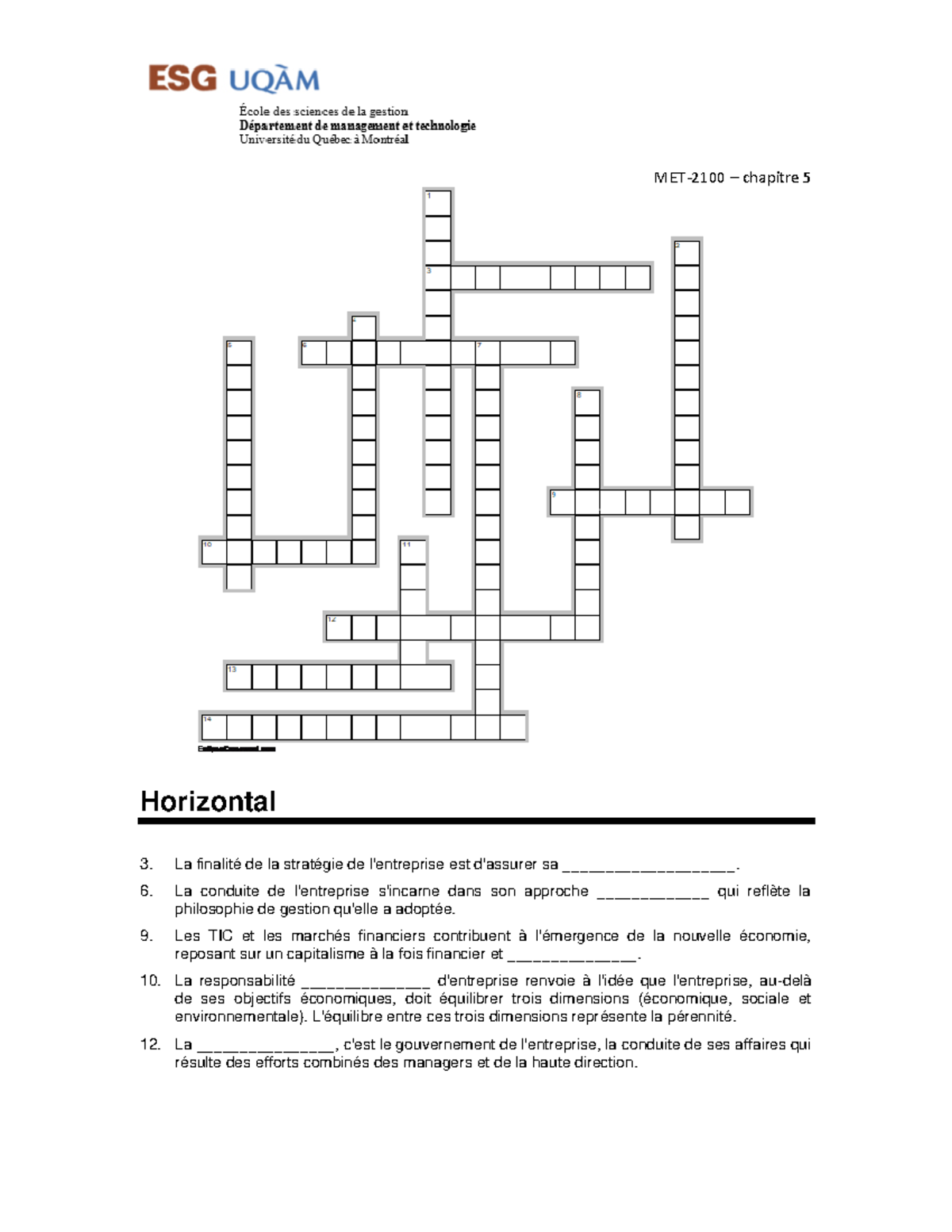 Mot croisé chapitre 5 - Warning: TT: undefined function: 32 Warning: TT: undefined function: 32 ...