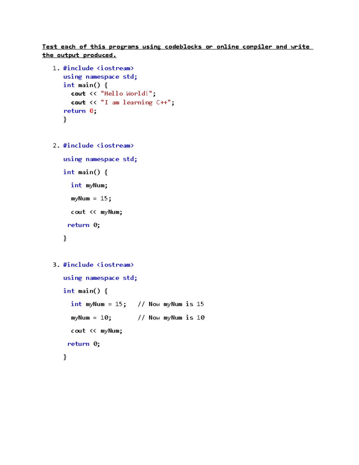 Assignment for C++ - this document helps students to understand more about programming languages ...