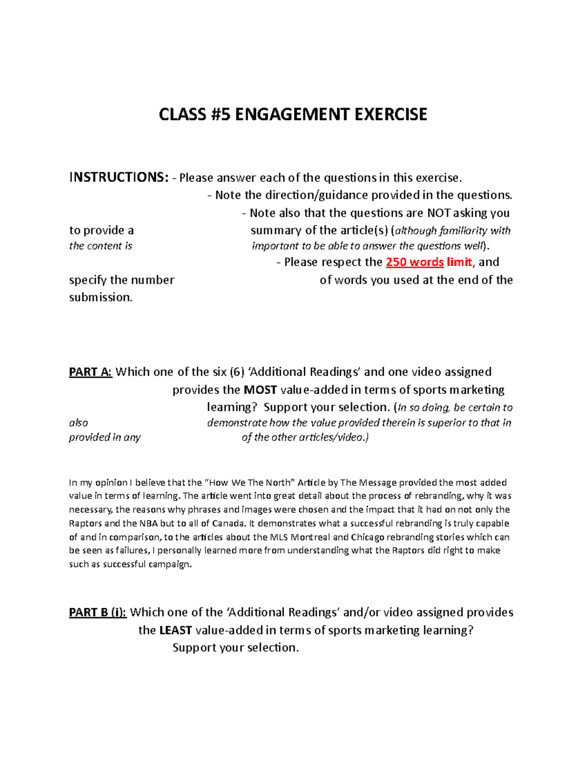 Class Engagemnt Exercise - CLASS #5 ENGAGEMENT EXERCISE INSTRUCTIONS ...