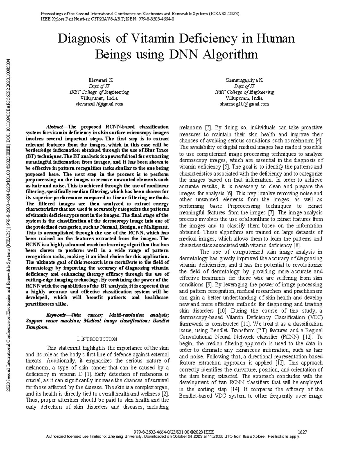 Diagnosis of Vitamin Deficiency in Human Beings using DNN Algorithm ...