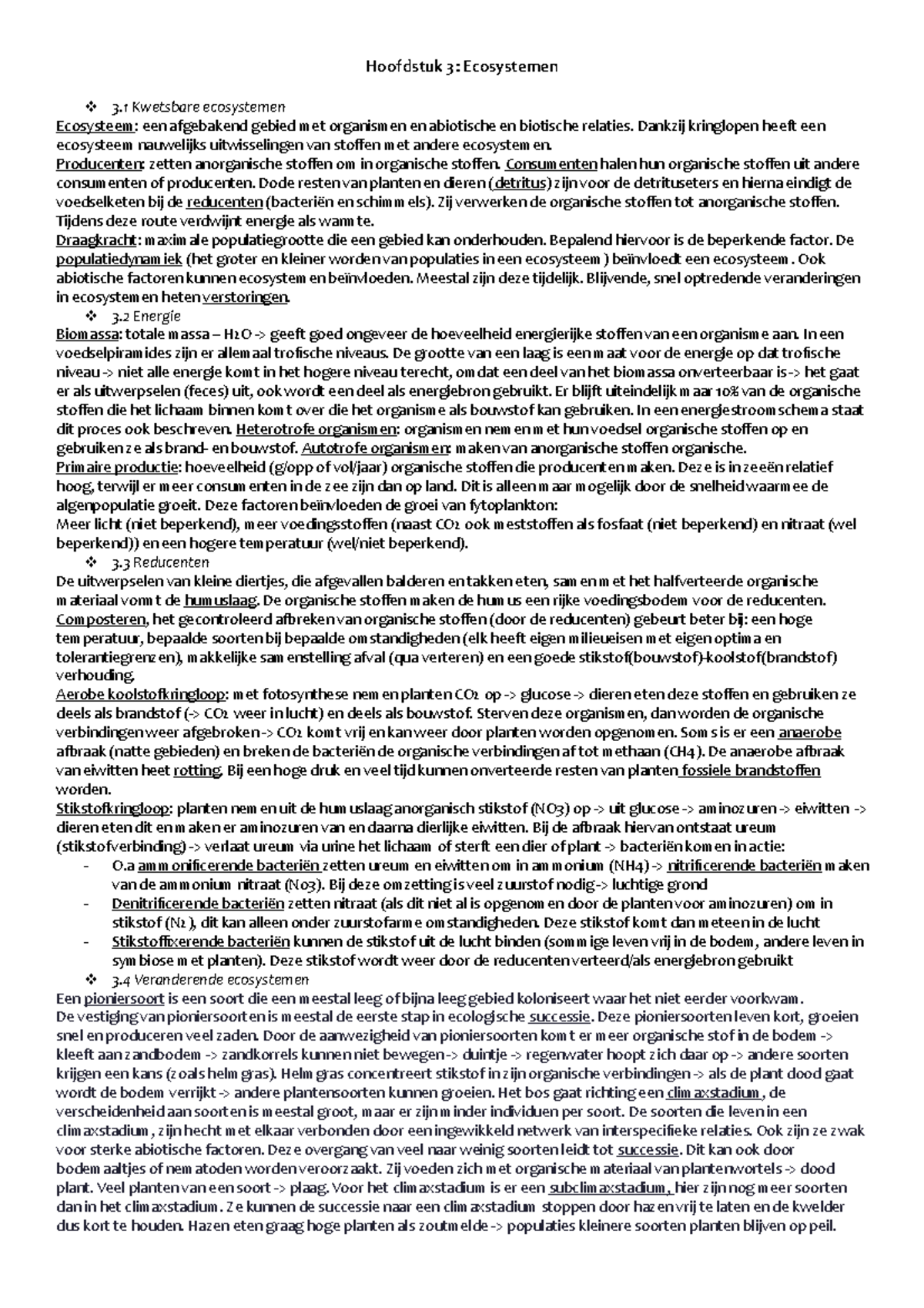 Biologie nectar hoofdstuk 3 - ecosystemen klas 4 module 2 - Hoofdstuk 3 ...