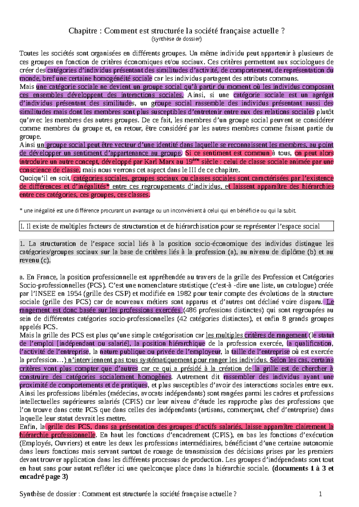 Structure sociale ccl - Chapitre : Comment est structurée la société ...