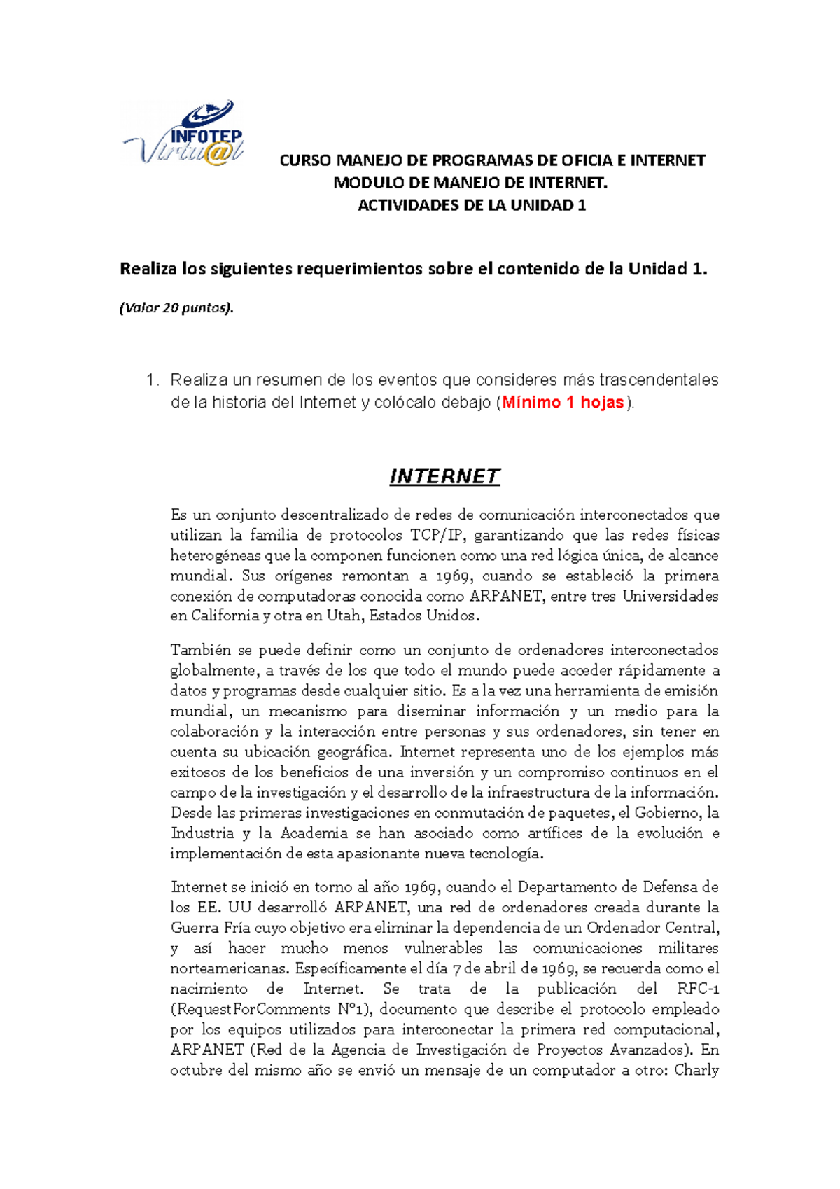 Ejercicio 1 - Unidad 1 Generalidades DE USO Y Acceso A Internet (Romi ...