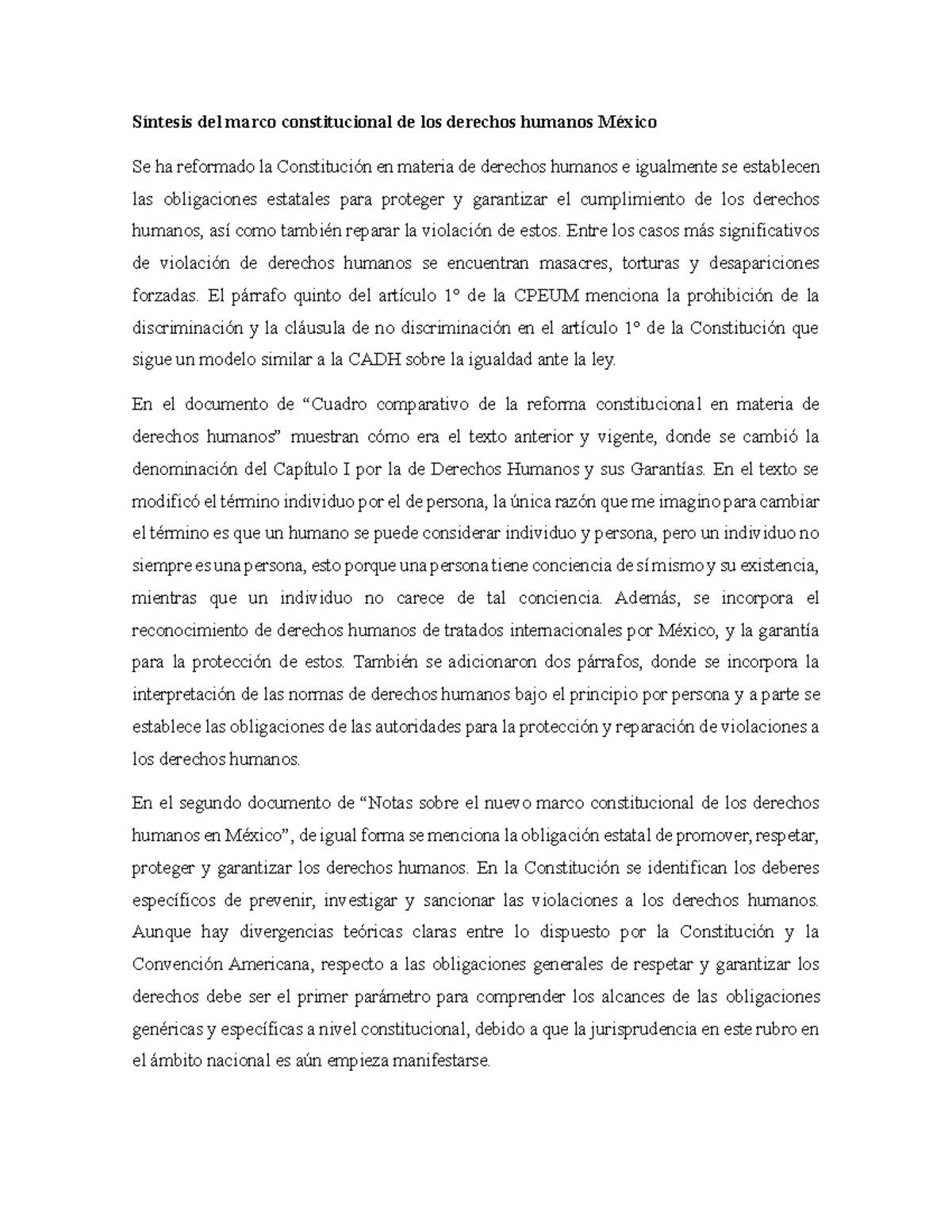 Síntesis del marco constitucional de los derechos humanos México ...