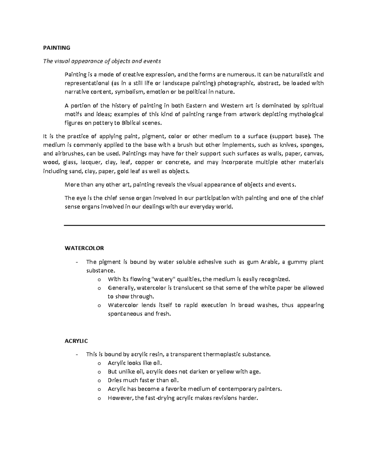 Painting and Color Theory - Art Appreciation - Studocu