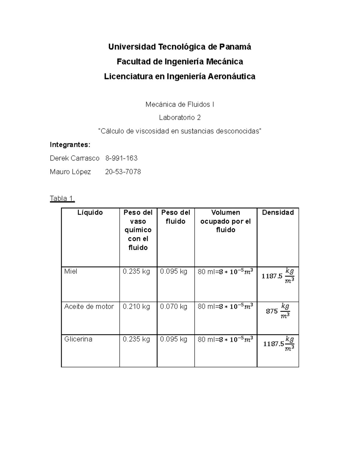 Lab 2 mec - Djdjdj - Universidad Tecnológica de Panamá Facultad de Ingeniería Mecánica ...