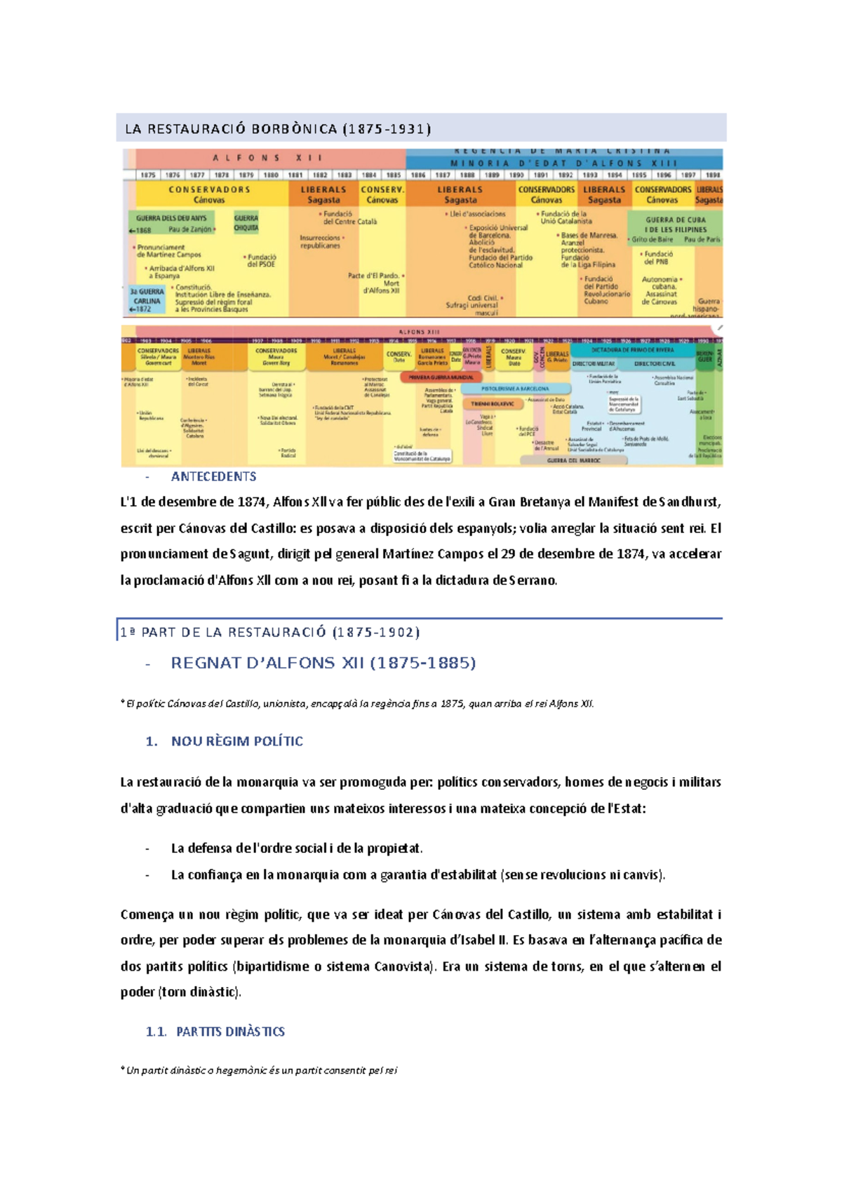 FERRAN VII HISTÒRIA - LA RESTAURACIÓ BORBÒNICA (1875-1931) - ANTECEDENTS L'1 de desembre de 1874 ...