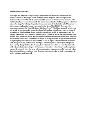 Module Nine Assignment - Module Nine Assignment Both pieces are seen how during the era of - Studocu
