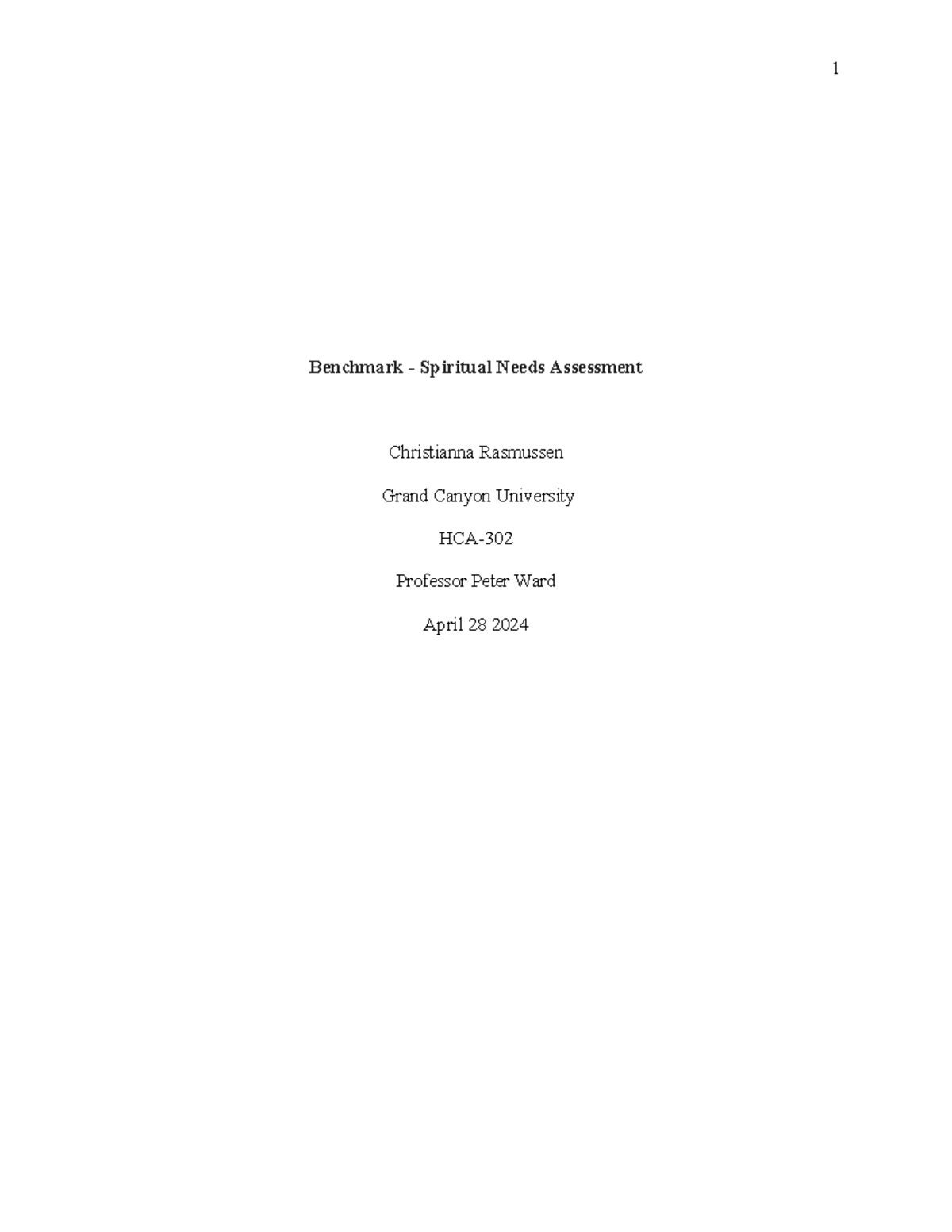 Benchmark - Spiritual Needs Assessment - Benchmark - Spiritual Needs ...