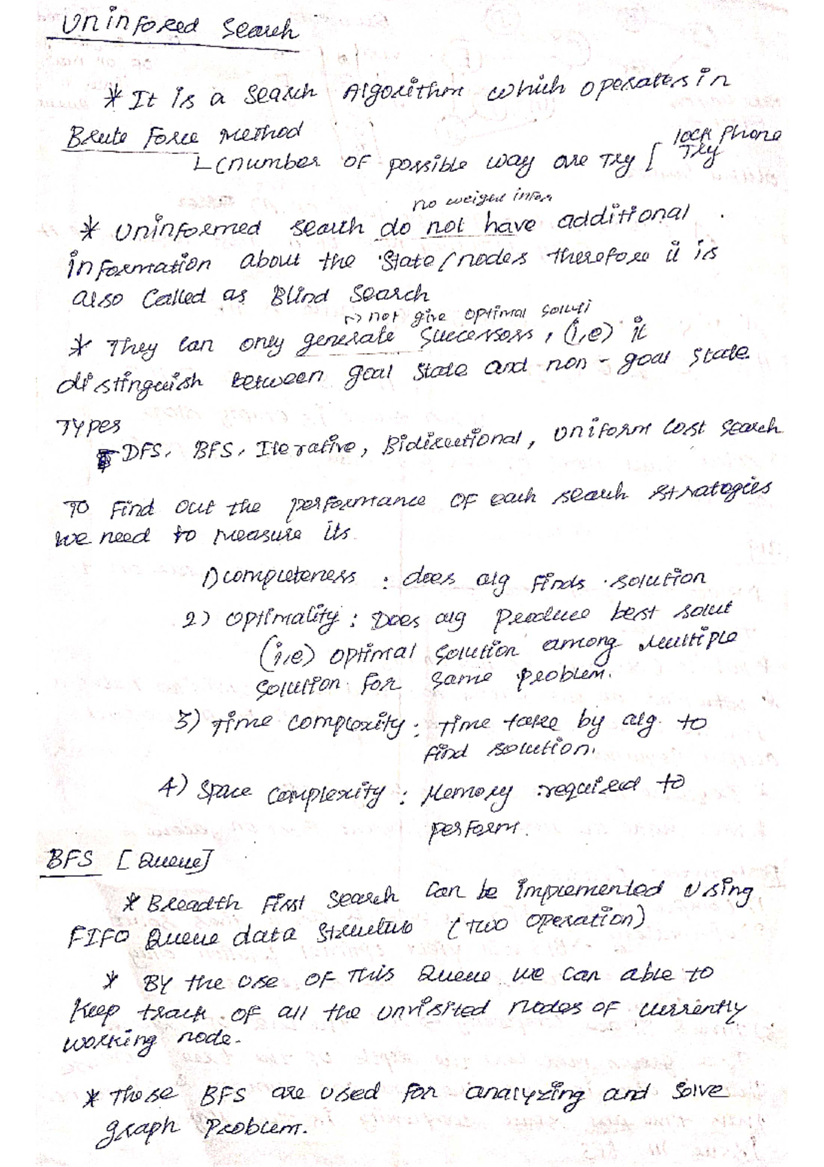 Uninformed search(DFS,BFS,DLS, Iddfs) - DAA - Studocu