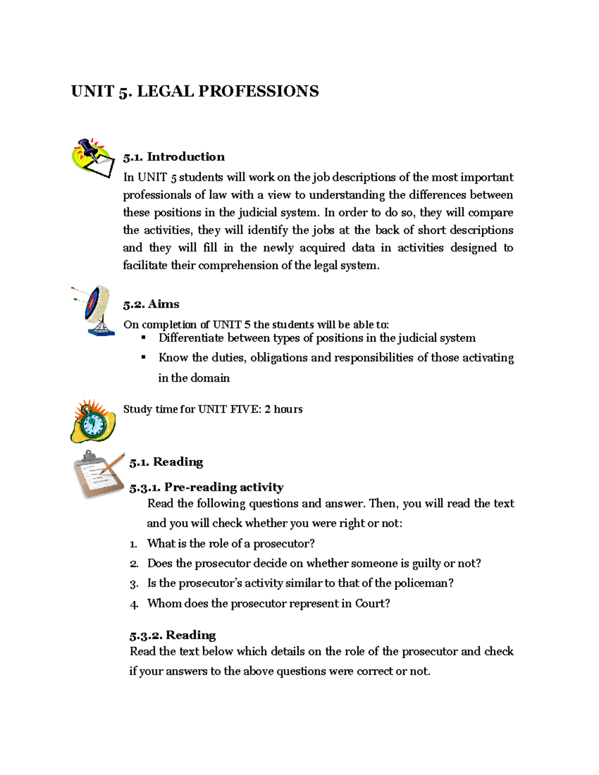Legal professions curs - UNIT 5. LEGAL PROFESSIONS Introduction In UNIT ...