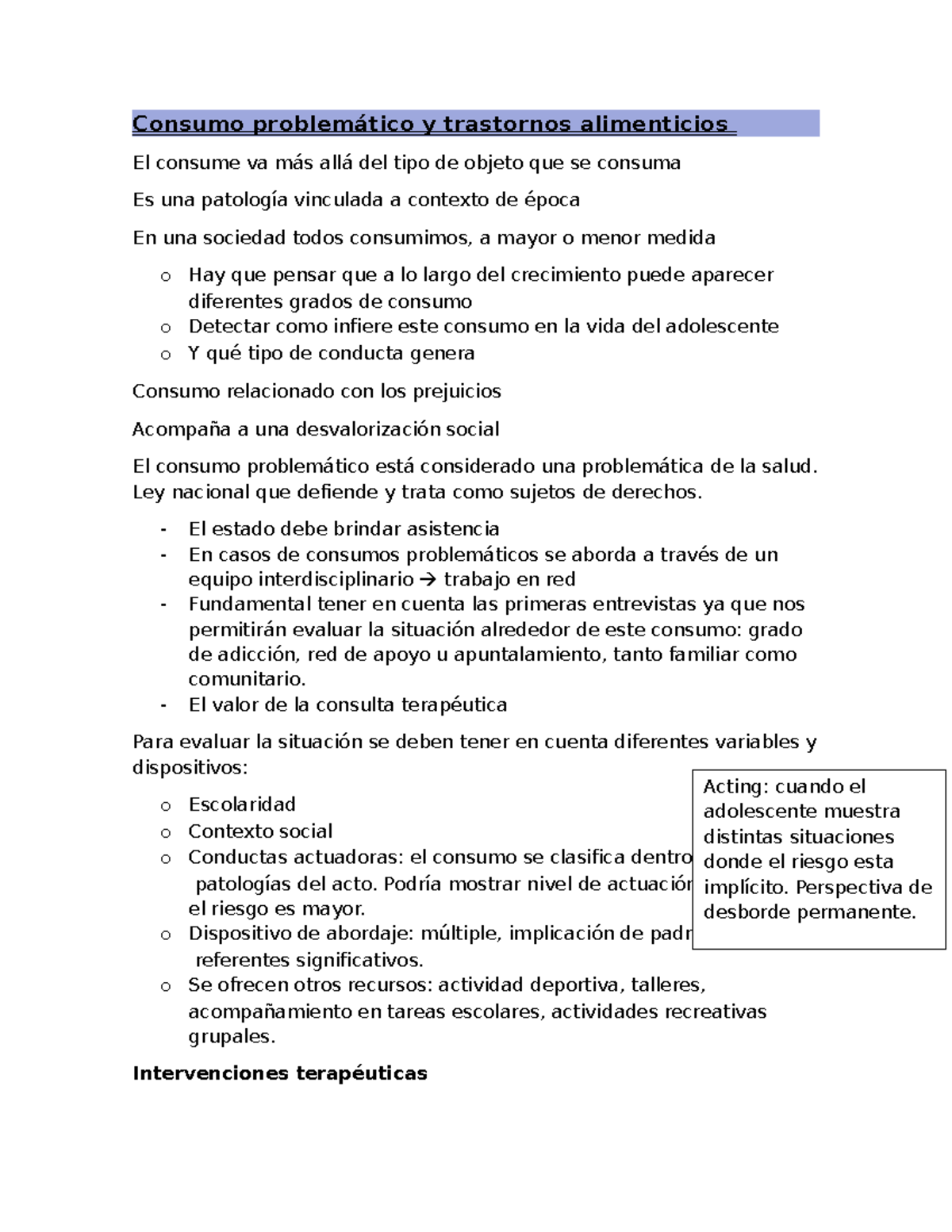 Consumo problemático y trastornos alimenticios - Consumo problemático y ...