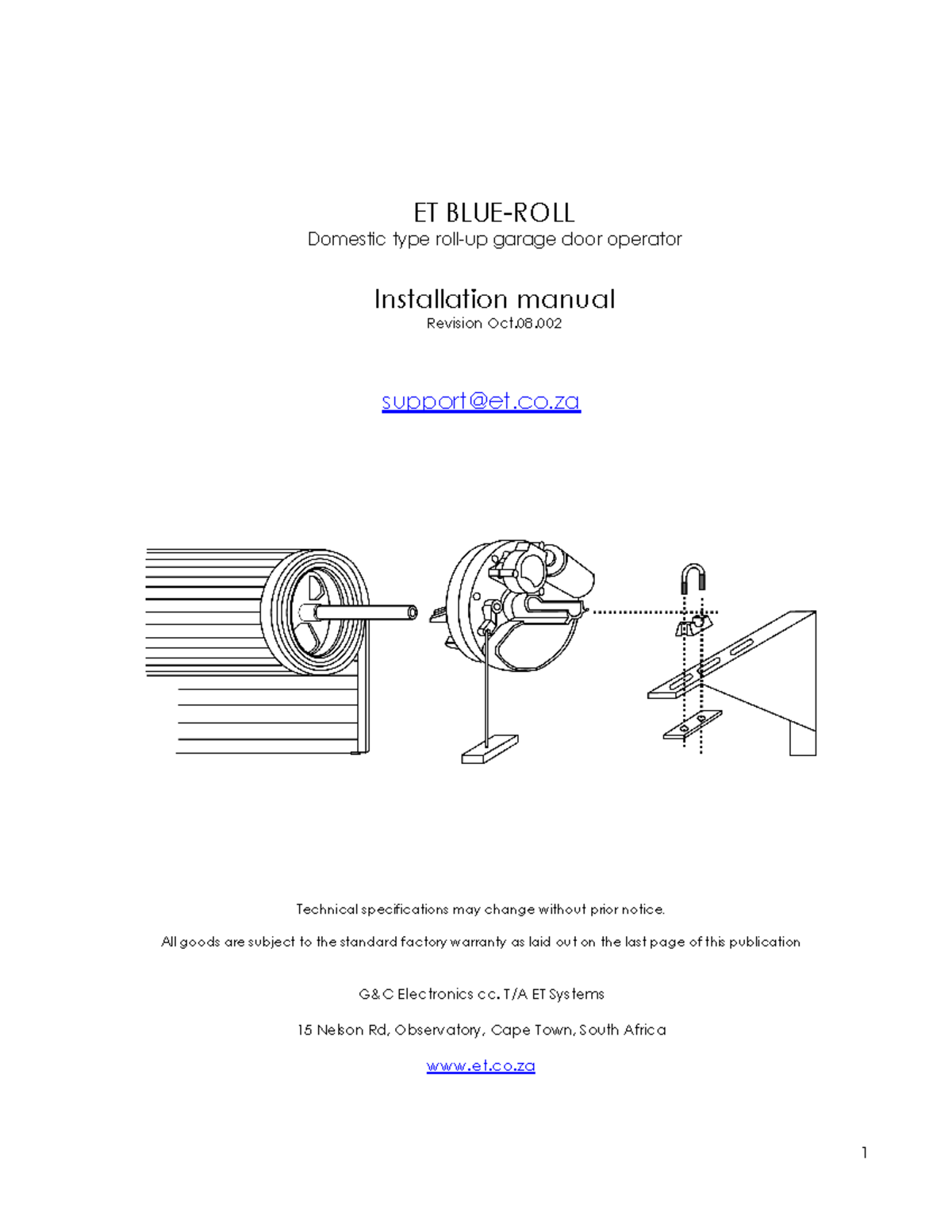 Dc blue rollup installer oct 08 002 - ET BLUE-ROLL Domestic type roll-up garage door operator ...