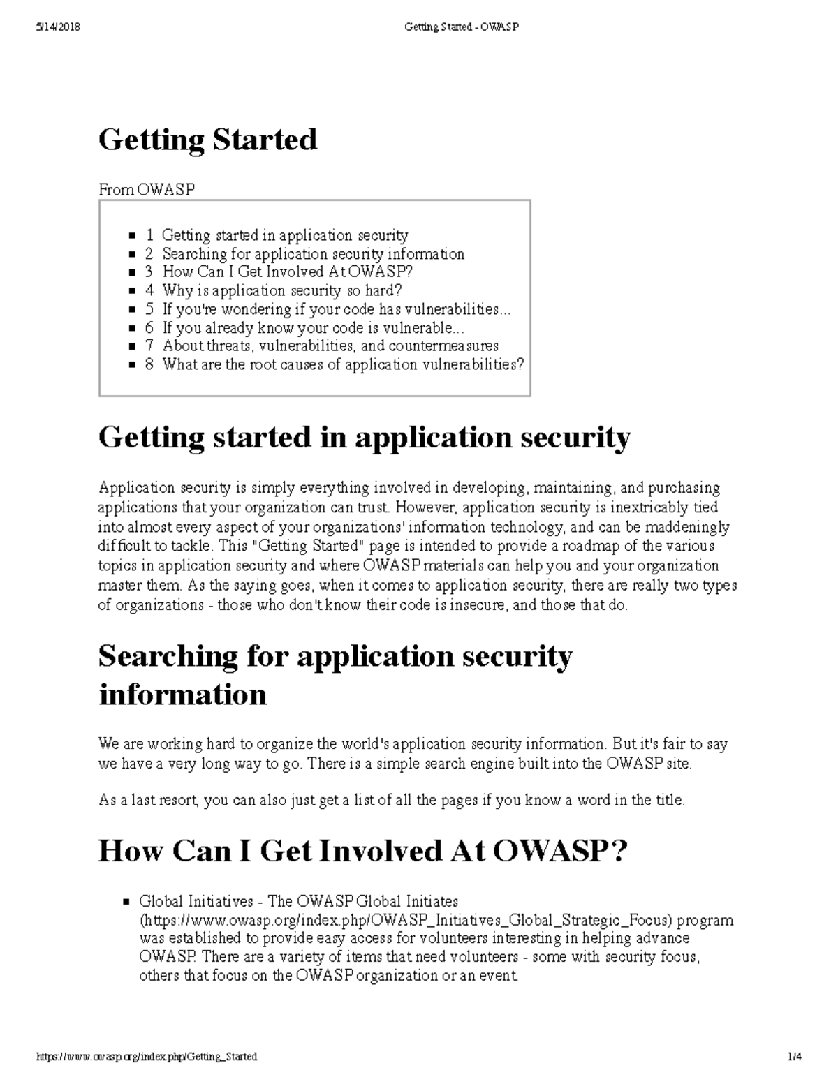Getting Started with Owasp - Getting Started From OWASP 1 Getting started in application ...