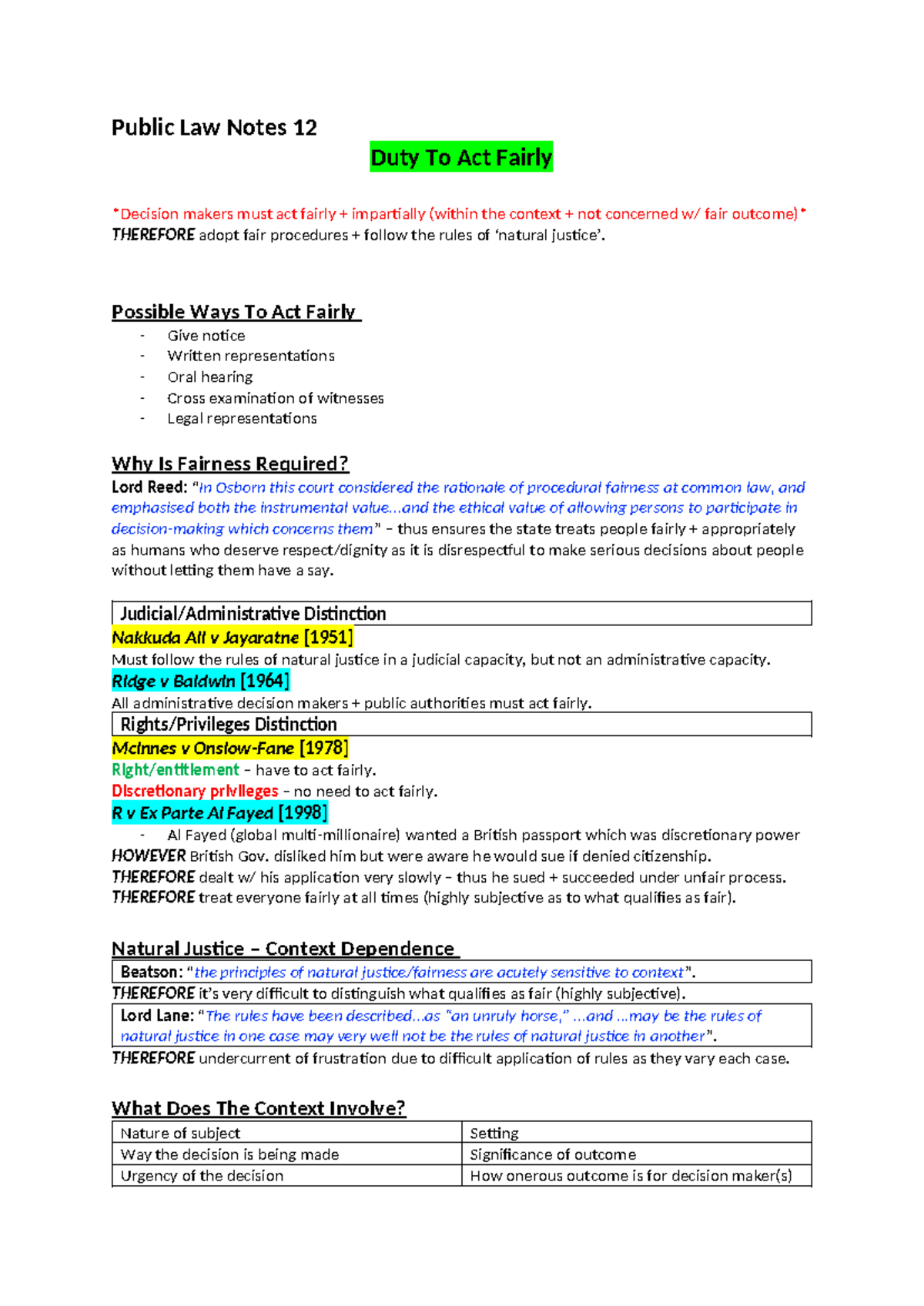 Public Law Notes (12) - Duty To Act Fairly - Public Law Notes 12 Duty ...