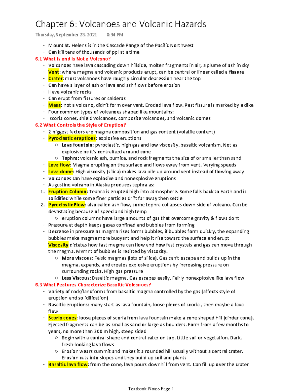 Chapter 6 Volcanoes and Volcanic Hazards - Mount St. Helens is in the ...