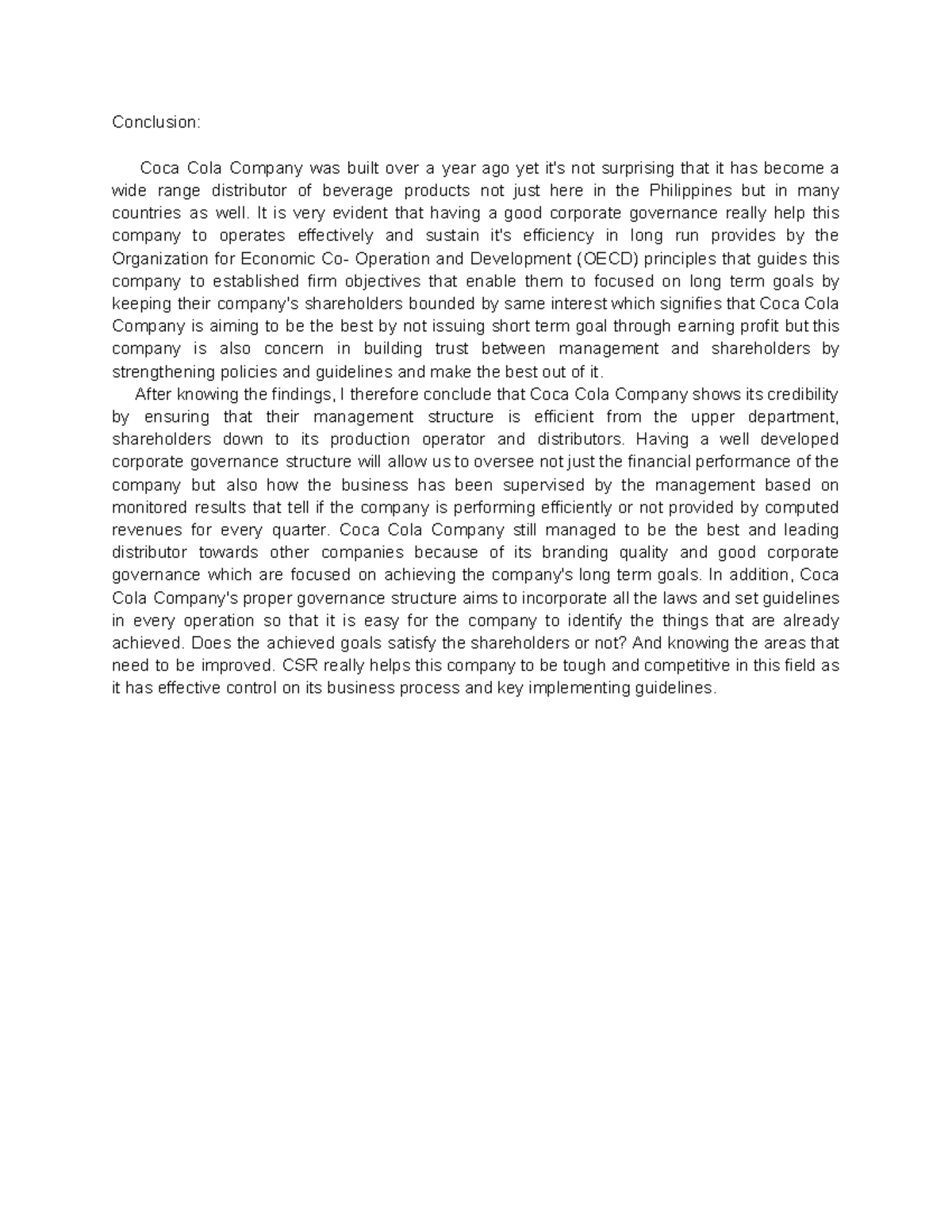 Conclusion MGT - I hope this case study helps you to answer your ...